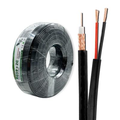 China RG59+2C Coaxial Cable 96x0.12mm CCA Shielding 100M Length CCTV Video Power Cable for sale