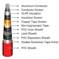 China MV Power Cable Medium Voltage Cable with 3.6/6kv to 18/30kv PVC Sheathed and Copper/Aluminum Conductor for sale