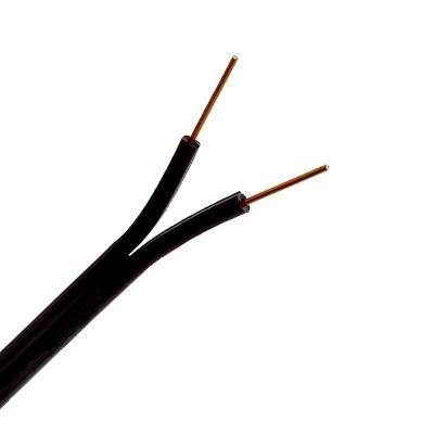 China Black PE Outdoor Telephone Cable Copper Drop Wire with 2 Core Parallel 2x0.80mm for Overhead Application for sale