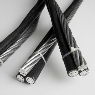 China Triplex Aluminum Service Drop Overhead Cable 2/0AWG ACSR Bare Messenger Conductor with XLPE Insulation 0.6kV IP66 for sale