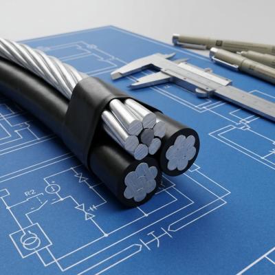 China Triplex Service Drop Overhead ABC Aluminum Cable 1/0AWG XLPE Insulated Stranded Power Cables for sale