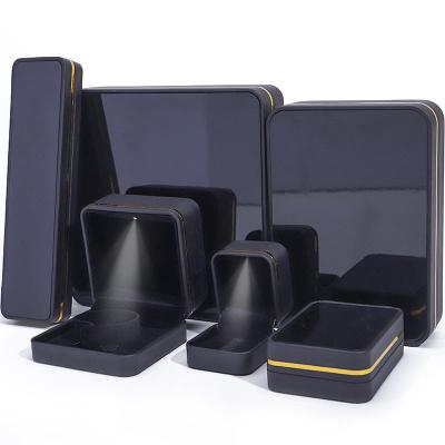 China Custom Velvet Jewelry Box with LED Light for Earrings Bracelets Necklaces 30x20x10cm for sale