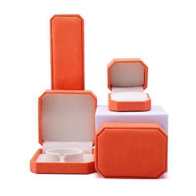 China Handmade Orange Octagonal Velvet Jewelry Box for Necklace Earrings Bracelet Ring Packaging - 5-7 Day Samples, 300K Monthly Capacity for sale