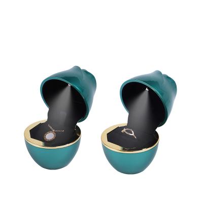 China Custom Green LED Jewelry Packaging Box with Silk Screen Logo - Plastic & Velvet Construction for Necklace Ring Bracelet Display for sale