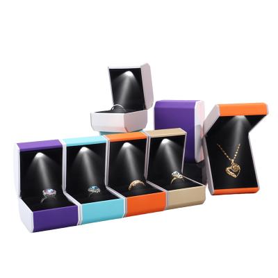 China Custom Size Flat Octagonal LED Jewelry Box with Velvet Lining - Plastic Construction & Silk Screen Logo Options for sale