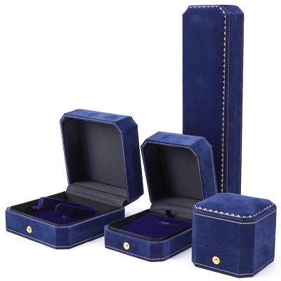 China Custom Blue Velvet Jewelry Box with Logo Personalized Size for Retail Packaging for sale