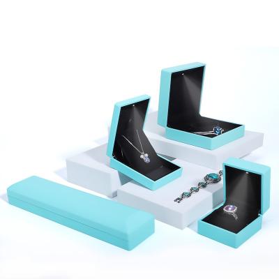 China Custom Size Rectangle Blue LED Ring Jewelry Box for Earrings Necklace Bracelet for sale