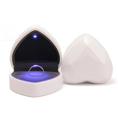 China Customizable Heart Shape LED Jewelry Box Necklace Ring Case with Logo for sale