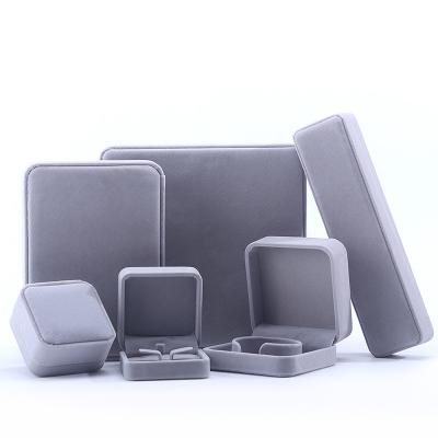 China Custom Gray Velvet Jewelry Box with Multiple Compartments - Available in Medium, Small & Travel Sizes for sale