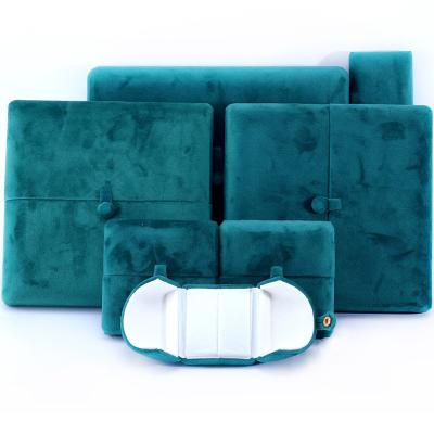 China Elegant Double Door Velvet Jewelry Box Green High End Custom Logo Storage Case for sale