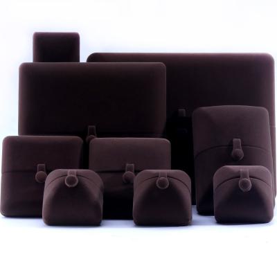 China Elegant Double Door Velvet Jewelry Box with Custom Logo Brown High End Storage Case for sale