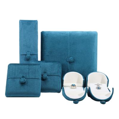 China Custom Logo Velvet Jewelry Box with Embossing Hot Stamping for Necklace Ring Gift Packaging for sale