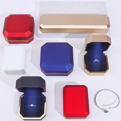 China Customizable Matte PU Leather Jewelry Box with LED Light and Soft Velvet Interior 300 Pcs MOQ for sale