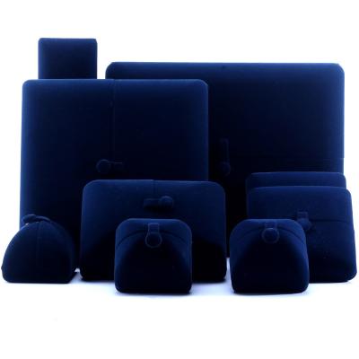 China Elegant Double Door Jewelry Box Blue Velvet Jewellery Storage Case Custom Logo 30x20x15cm for sale