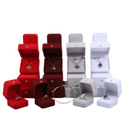 China Velvet Jewelry Packaging Box 9x9x3.5cm for Necklace Bracelet Earrings Ring for sale