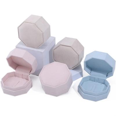 China 7.5x7.5cm Velvet Jewelry Box Custom Logo Necklace Ring Set Display Travel Case for sale