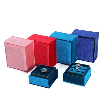 China Custom Velvet Jewelry Display Gift Box with Embossed Logo for Engagement Rings for sale