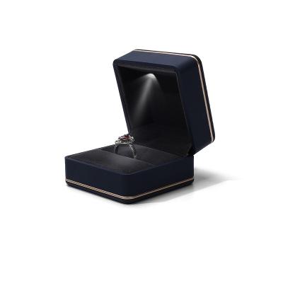 China Custom Logo Silk Screen Printing Luxury LED Jewelry Storage Box with Light Plastic Velvet for sale