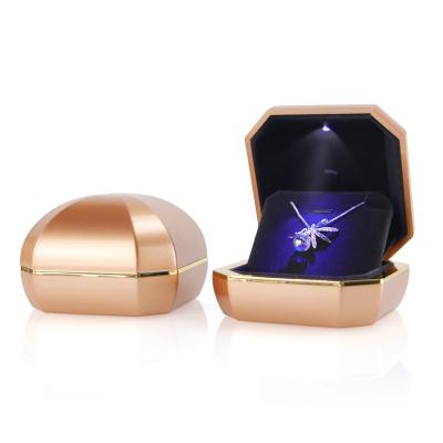 China LED Jewelry Box Round White Light Luxury Bulb Packaging Customizable Size Plastic Velvet for sale
