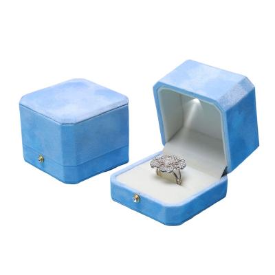 China Blue Velvet Octagonal LED Jewelry Boxes Hanhong Screen's Custom Solution for Packaging for sale