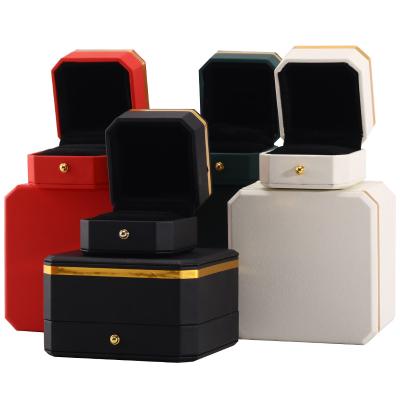 China Custom Octagonal PU Leather Jewelry Packaging Case with Gold Trim 300000pcs Supply for sale