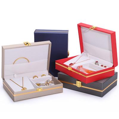 China Hanhong Custom Logo Jewelry Box with Gold Buckle - Leather Velvet Travel Organizer for Small Earrings - Contact for Custom Sizes for sale