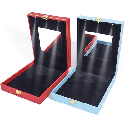 China Custom LED Light Jewelry Box for Necklace Earrings Bracelet Set Display 30x20x10cm for sale