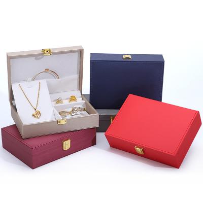 China Custom Logo PU Leather Jewelry Box with Gold Buckle - Right Angle Brushed Design for Rings, Earrings, Pendants and Necklaces for sale