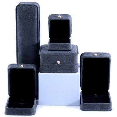 China Custom Handmade Gray Velvet Jewelry Box for Bracelet Earrings Necklace Pearl Lock 20cm for sale