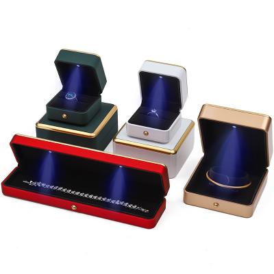 China Customized LED Jewelry Box Organizer with Gold Trim for Rings Necklaces Bracelets 300 Pcs MOQ for sale