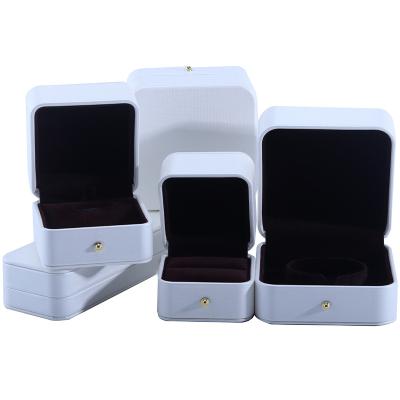 China White PU Leather Jewelry Packaging Box 9.5x9.5x6cm for Wedding Necklace Earrings Ring for sale
