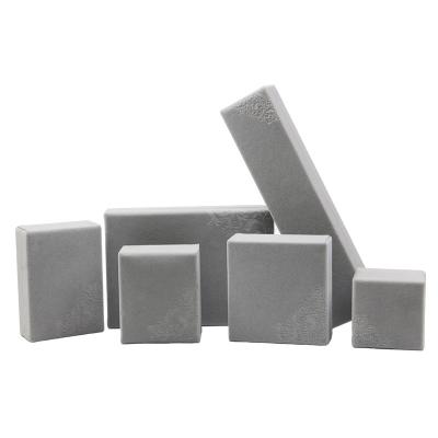 China Custom Hanhong Embossed Gray Velvet Jewelry Box 6x6x4.6cm for Necklace Ring for sale