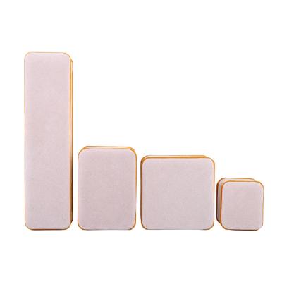 China Custom Apricot Velvet Jewelry Box 6×5.5×5cm with Double Layer Design and Hot Stamping for sale