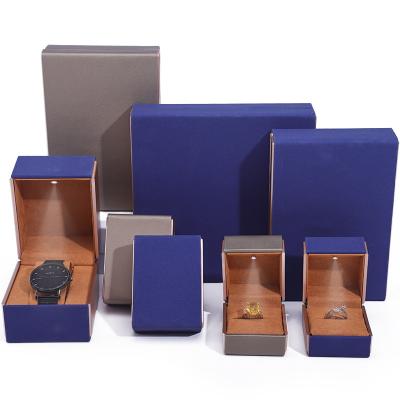 China Custom Velvet Jewelry Box with LED Light Soft Touch Lining OEM Logo 300 Pcs MOQ for sale