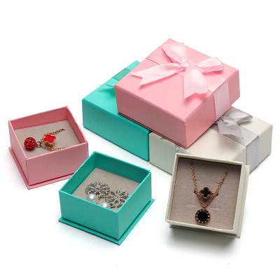 China Hanhong Custom Logo Jewelry Gift Box with Velvet Lining - Heaven Earth Cover Ribbon Bow Design for Earrings Packaging for sale