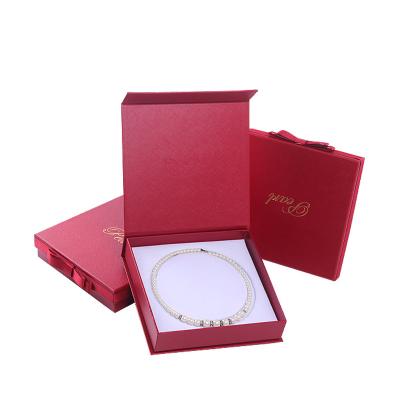 China Custom Red Jewelry Cardboard Paper Sleeve Box for Bracelet Necklace 10x10x5 cm for sale
