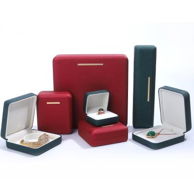 China Custom Red PU Leather Velvet Jewelry Box for Bracelet Earring Pendant Packaging for sale