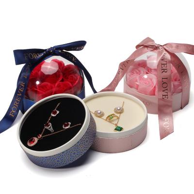 China OEM Custom Round Rose Flower Jewelry Box with 9 Roses - Paper and Velvet Material for Wedding Gifts for sale