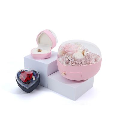 China Custom Heart Shaped Jewelry Drawer Box with Rose Flower Design - Plastic Construction & Velvet Interior for Ring Storage for sale