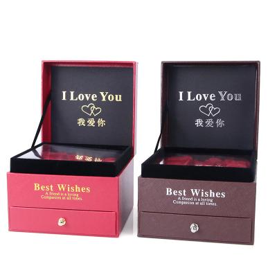 China Custom Size Luxury Square Jewelry Box with Rose Accents - Paper Material with Embossing and Hot Stamping Options for sale