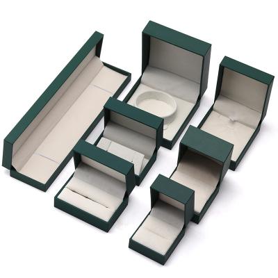 China Custom Luxury Green Jewelry Paper Box for Earrings Necklace Pendant Ring Packaging with Logo for sale