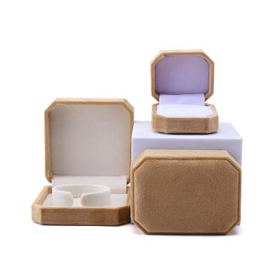 China Customizable Yellow Velvet Octagonal Jewelry Box for Necklace Earrings Bracelet Ring 20cm for sale