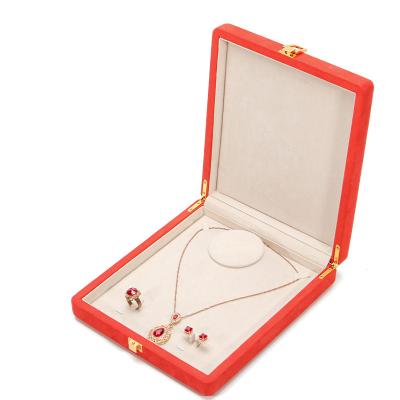 China Custom Orange Microfiber Leather Jewelry Box 20x23x5cm for Luxury Pearl Necklace for sale