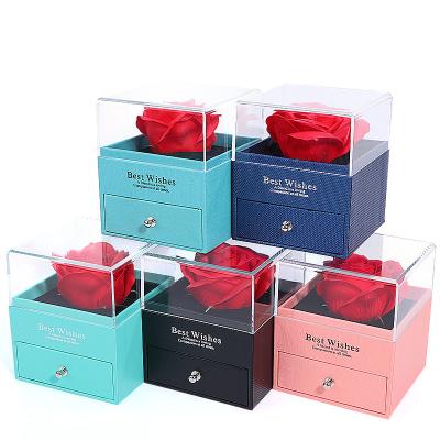 China Valentine's Day Rose Jewelry Box with Drawer Design - Custom Sizes Available with Embossing and Hot Stamping Logo Options for sale
