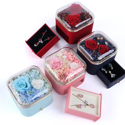 China Custom Size Rose Jewelry Box with Drawer - Plastic Construction and Embossing Options for Valentine's Day Gifts for sale