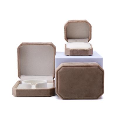 China Customizable Octagonal Velvet Jewelry Box for Necklace Earrings Bracelet Ring 20cm for sale