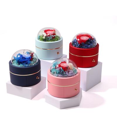 China Custom Size Luxury Round Flower Jewelry Box with Drawer for Ring Packaging - Plastic Construction with Embossing Options for sale