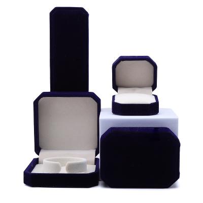 China Handmade Black Velvet Octagonal Jewelry Box for Necklace Earrings Bracelet Ring Custom Size for sale