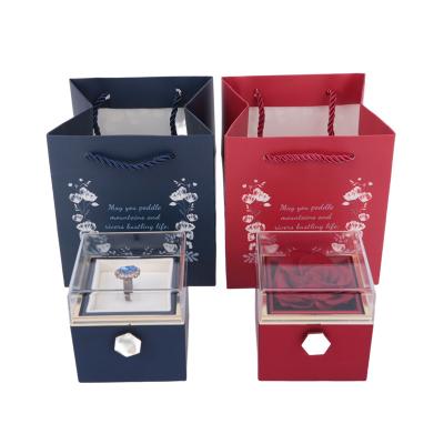 China Preserved Soap Rose Flower Jewelry Box with Custom Embossing for Valentine's Day Gift Packaging for sale