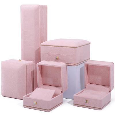 China Custom Rectangle Pink Jewelry Box for Bracelets Necklaces Rings Logo Packaging 300000pcs Monthly for sale